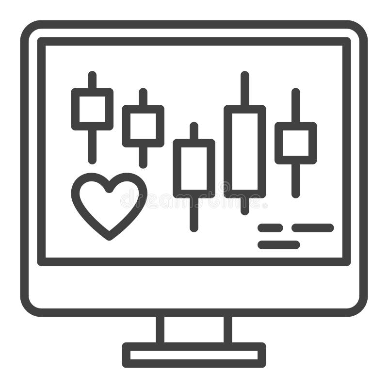 Heart Symbol and Chart Pattern on Computer Screen Vector Icon or Symbol ...