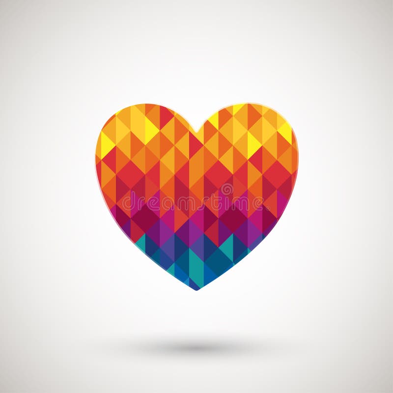 Heart Symbol with Colorful Diamond Stock Vector - Illustration of ...