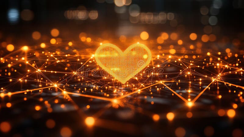 Heart Symbol Connected by Glowing Network Stock Illustration ...
