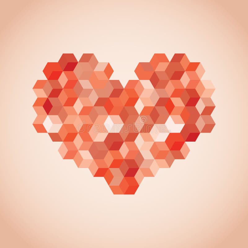 Heart Symbol Created from Cubes Stock Illustration - Illustration of ...