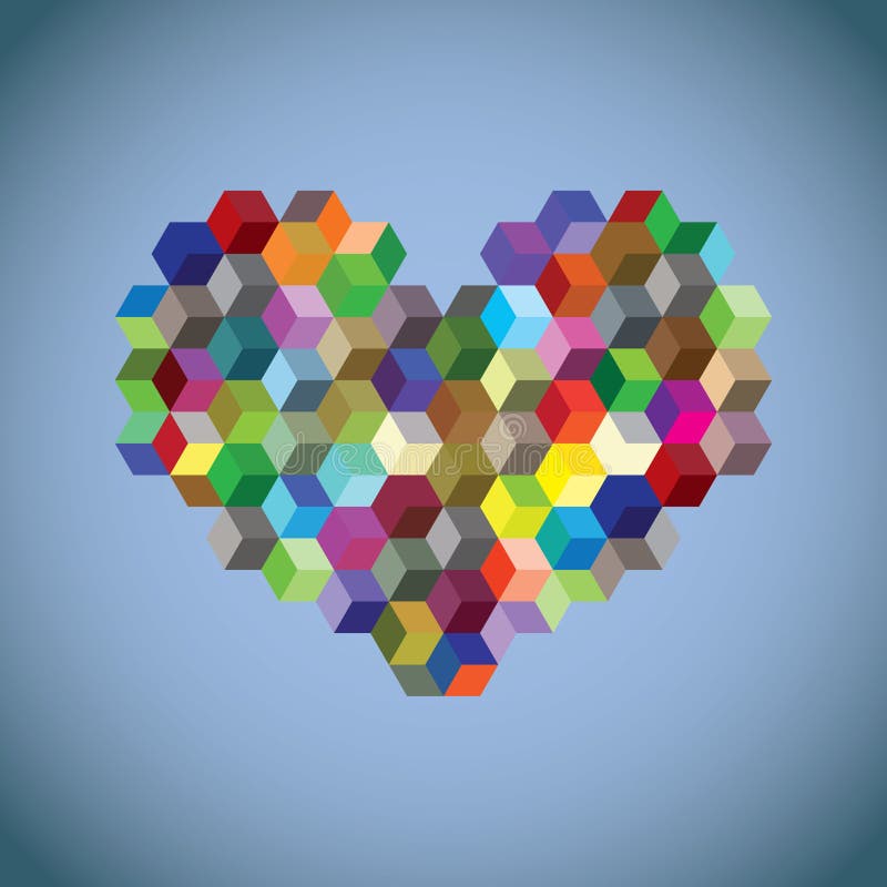 Heart Symbol Created from Cubes Stock Illustration - Illustration of ...
