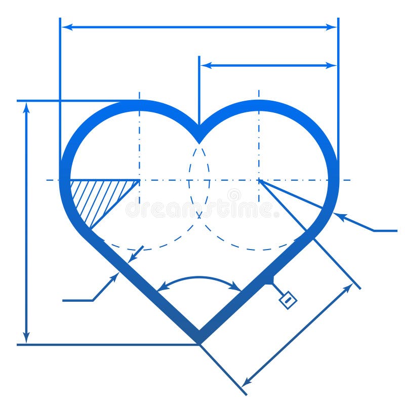 Heart Symbol with Dimension Lines Stock Vector - Illustration of ...
