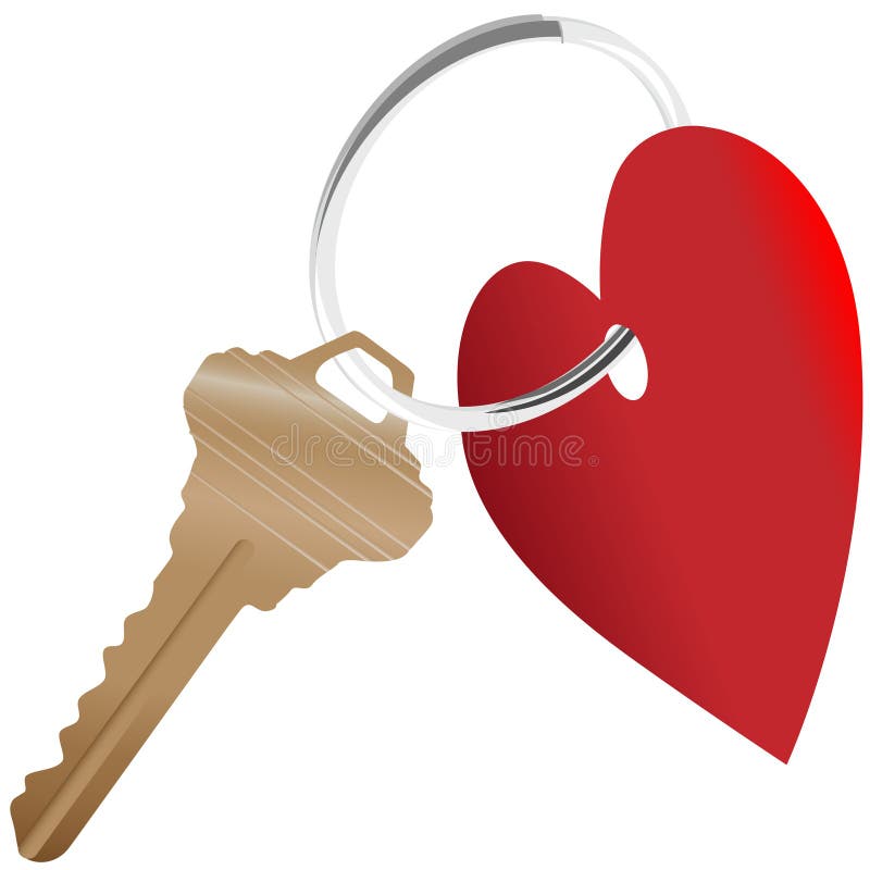 Heart Symbol and House Key on a Shiny Keyring Stock Vector ...