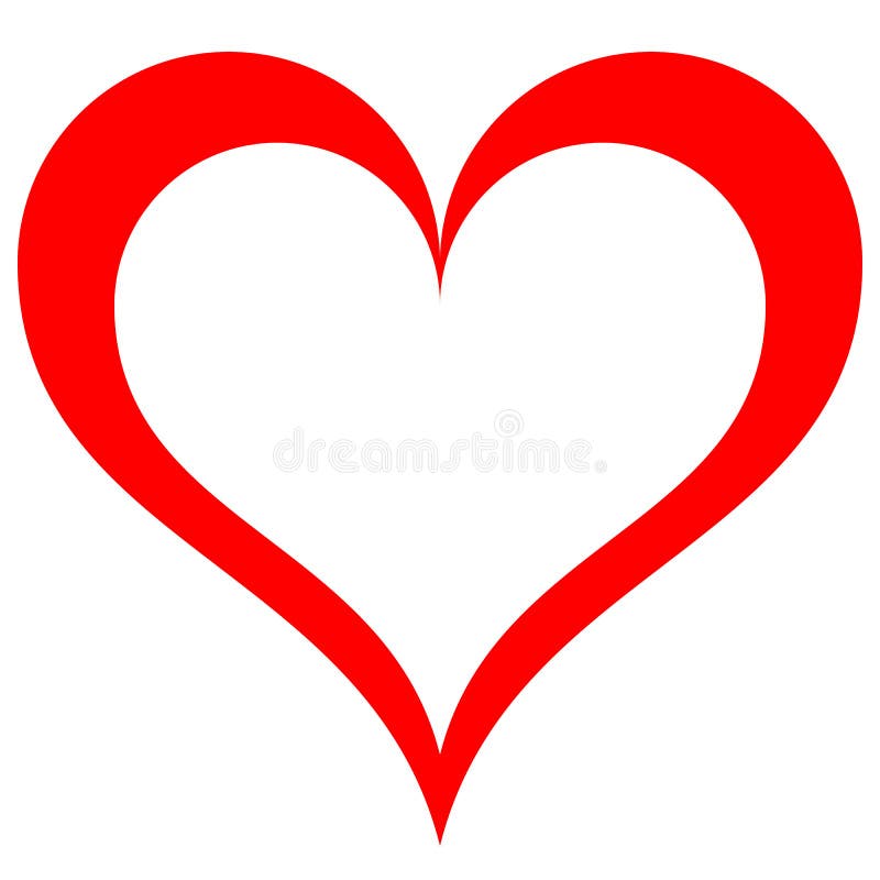 Heart Symbol Icon - Red Simple Outlined, Isolated - Vector Stock Vector ...