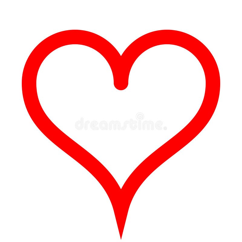 Heart Symbol Icon - Red Simple Outlined, Isolated - Vector Stock Vector ...