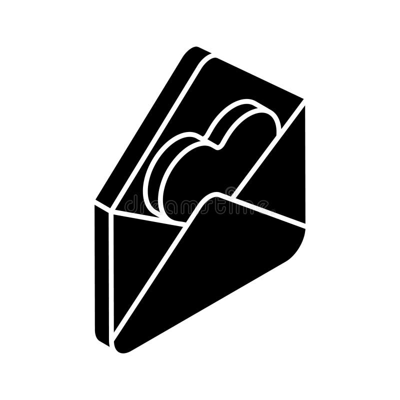 Heart Symbol Inside Letter Envelope Concept Isometric Icon of Love ...