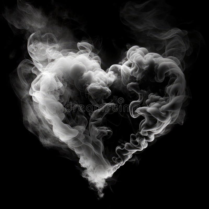 Heart Symbol Made of Steam Isolated on Black Background. Stock ...