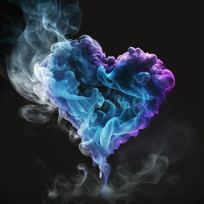 Heart Symbol Made of Steam Isolated on Black Background. Stock ...