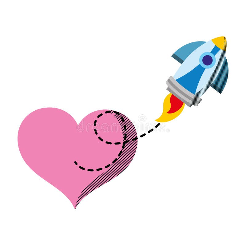Heart Symbol and Rocket Technology Object Stock Vector - Illustration ...