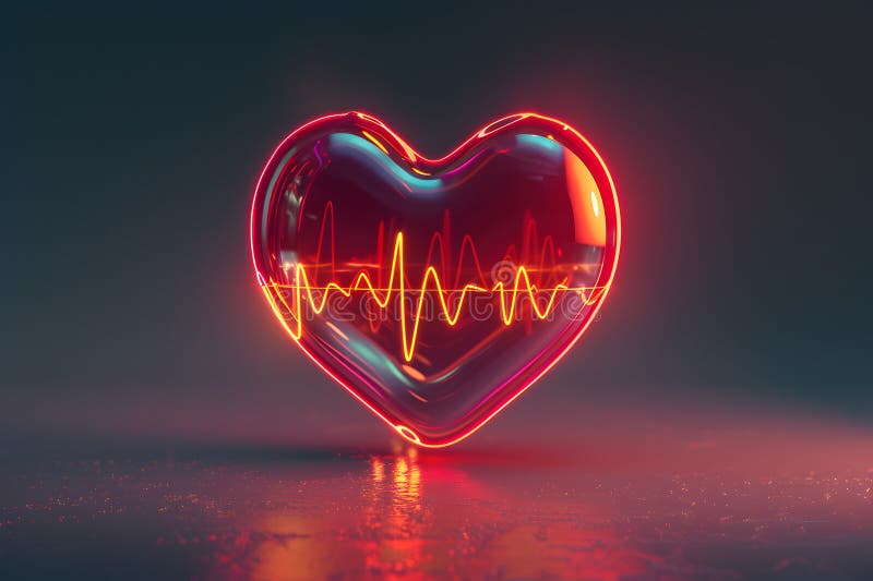 A Heart Symbol with a Simple ECG Wave Stock Illustration - Illustration ...