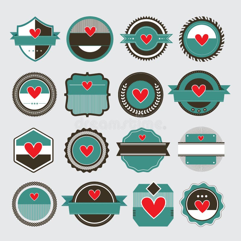 Heart symbol vintage label stock vector. Illustration of romantic ...