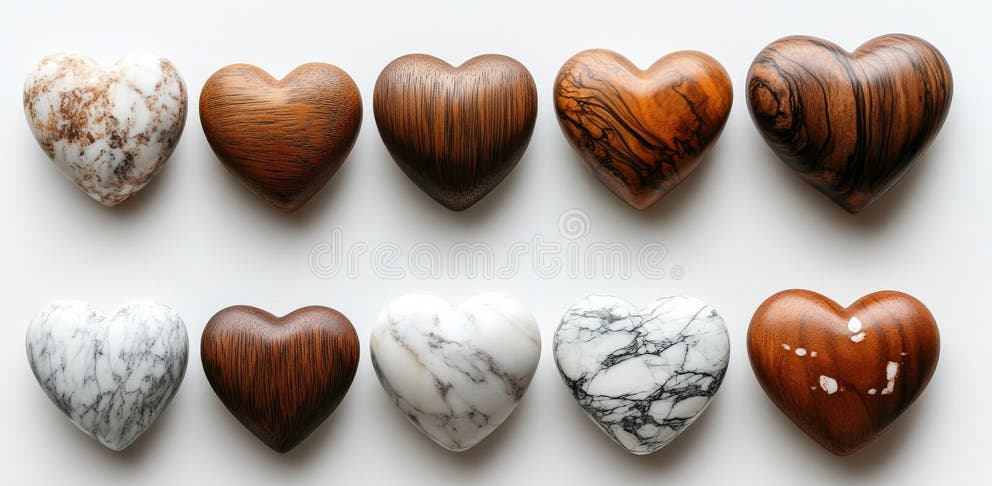 Heart Symbols Showcasing an Array of Different Textures are Displayed ...