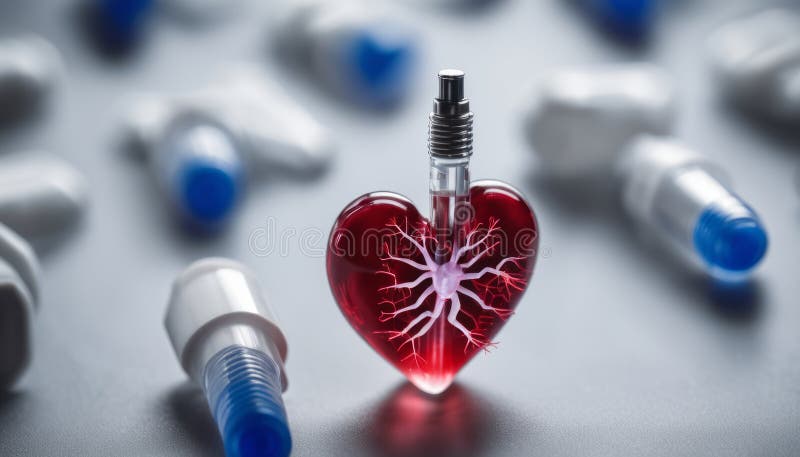 A Heart with a Syringe in it Stock Illustration - Illustration of ...