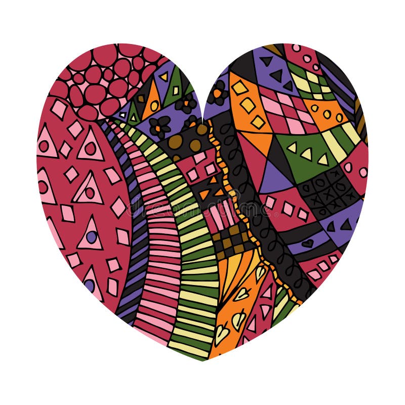 Shape of Heart Tangle Pattern. Stock Vector - Illustration of template ...