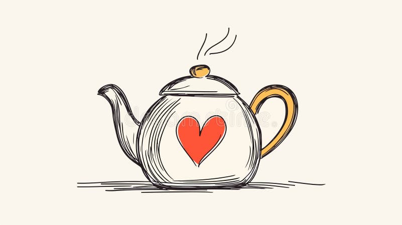 Heart Teapot Single Line Drawing Editable Vector Illustration Stock ...