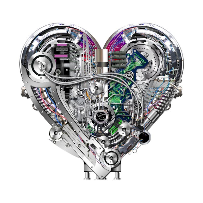 Diesel Punk Robot Techno Heart. Engine with Pipes, Radiators and Gloss ...