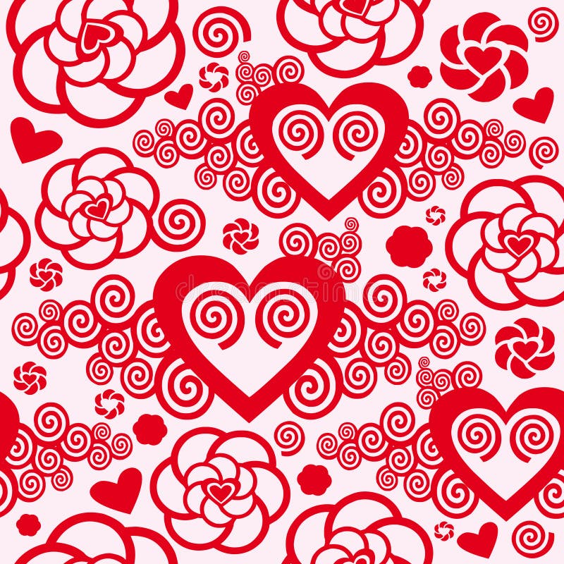 Heart Texture Seamless Pattern Stock Vector - Illustration of curves ...