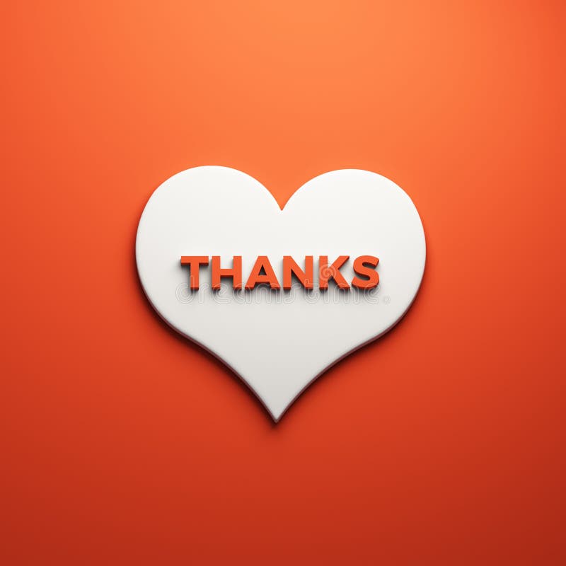 Heart with Thanks Text, 3D Render Illustration Stock Illustration ...