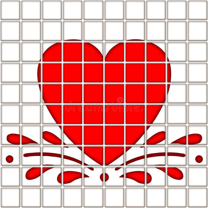 Heart in tile pattern stock illustration. Illustration of ceramic - 6309287