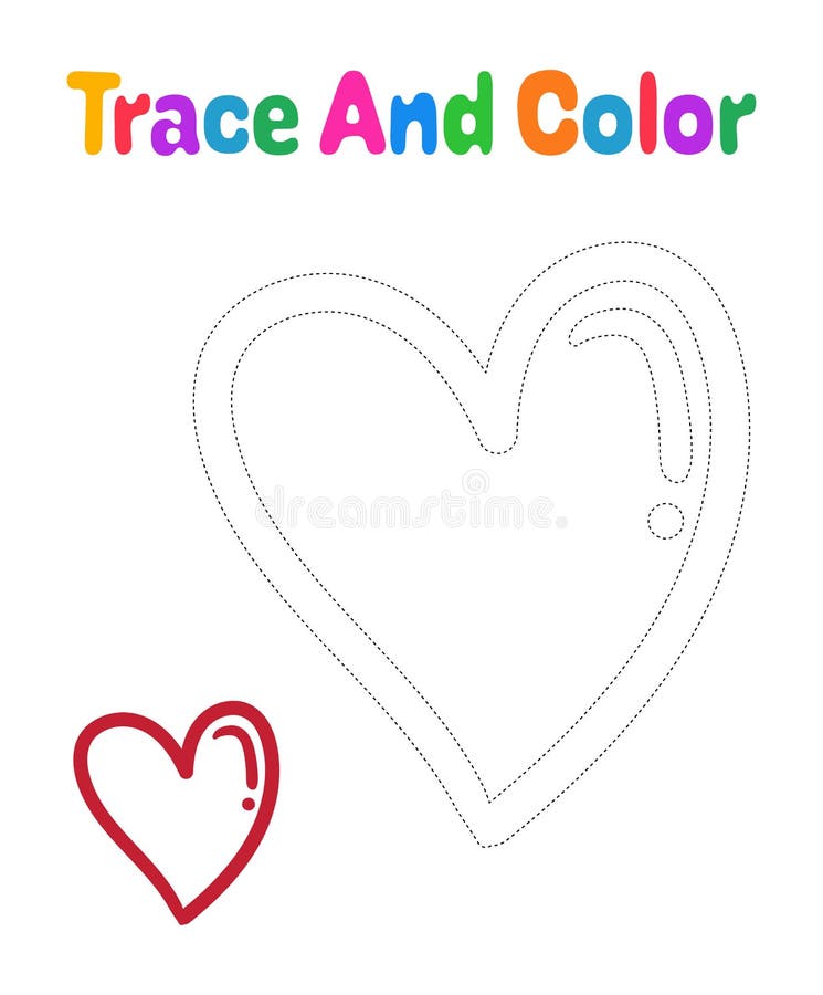 Heart Tracing Worksheet for Kids Stock Vector - Illustration of ...