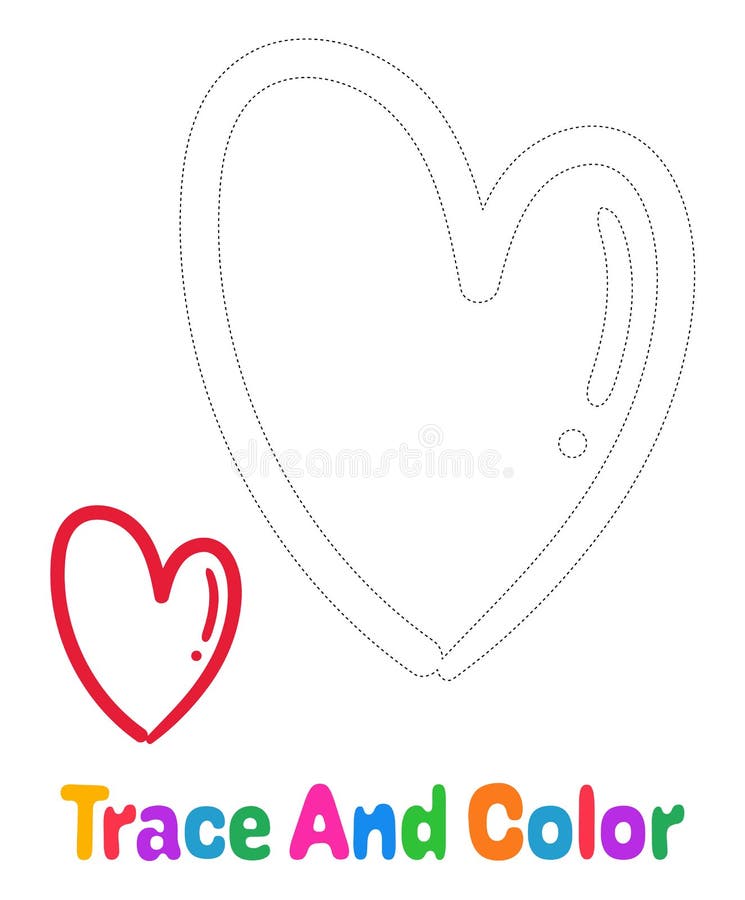 Heart Tracing Worksheet for Kids Stock Vector - Illustration of doodle ...