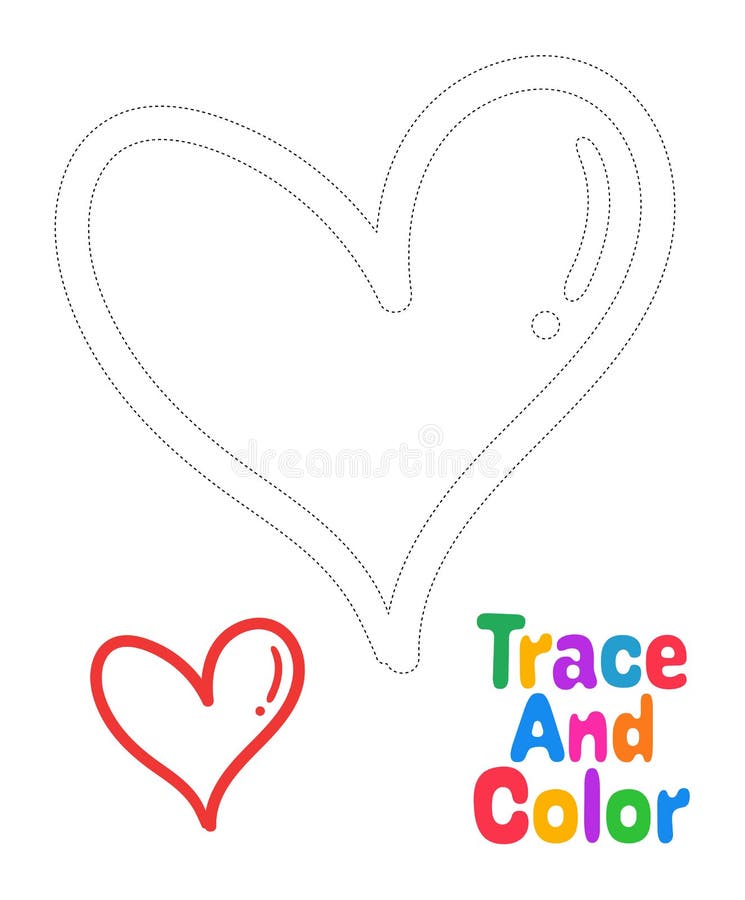 Heart Tracing Worksheet for Kids Stock Vector - Illustration of ...