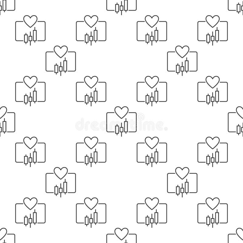 Heart and Trading Graph Vector Trading Outline Seamless Pattern Stock ...