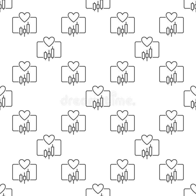 Heart and Trading Graph Vector Trading Outline Seamless Pattern Stock ...