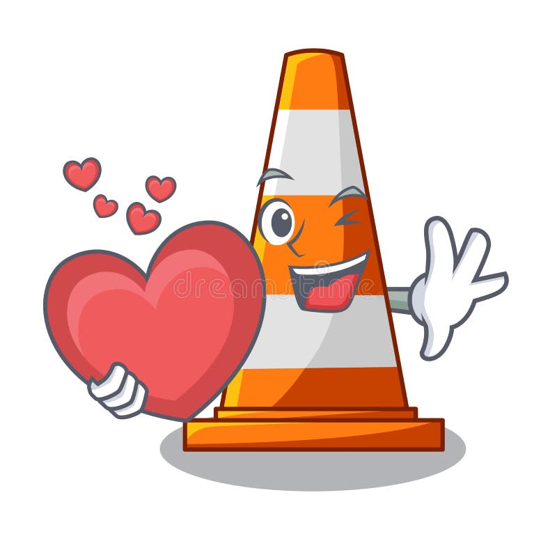 With Heart the Traffic Cone with Character Shape Stock Vector ...