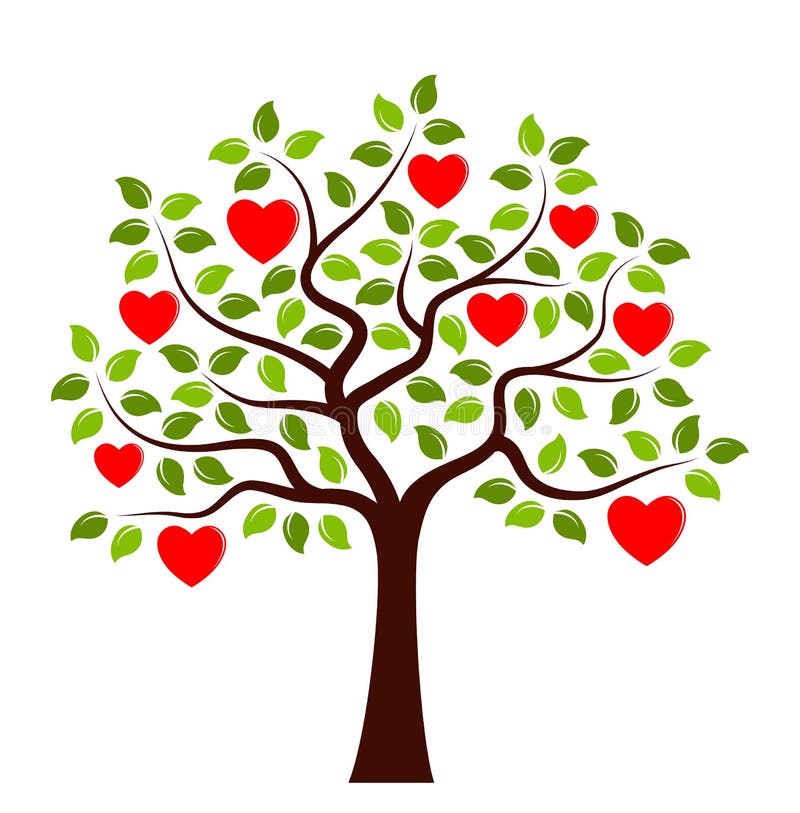 Heart Tree Growing From Heart Stock Vector - Illustration of season ...