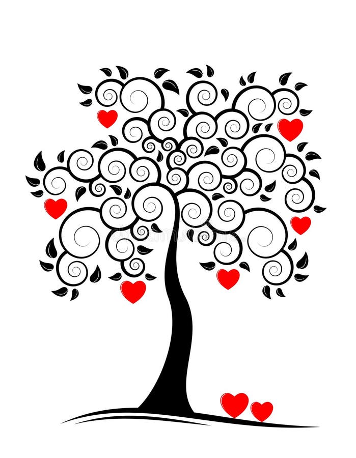 Heart Tree Growing from Heart Stock Vector - Illustration of seasonal ...