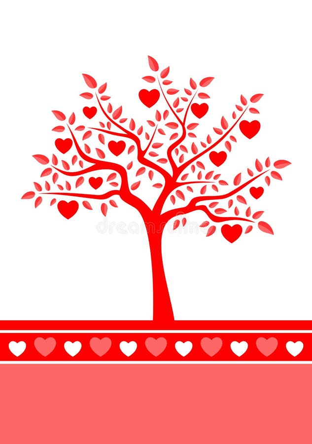 Heart Tree Growing from Heart Stock Vector - Illustration of seasonal ...