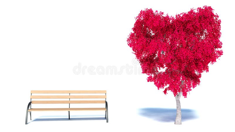 Heart Tree and bench stock illustration. Illustration of field - 42287856