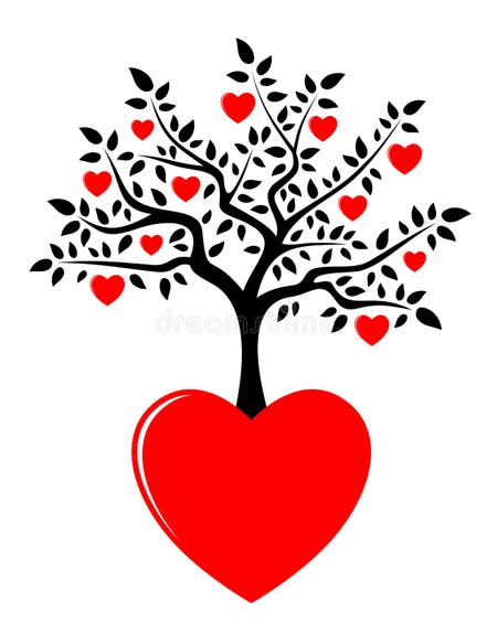 Heart Tree Growing from Heart Stock Vector - Illustration of seasonal ...
