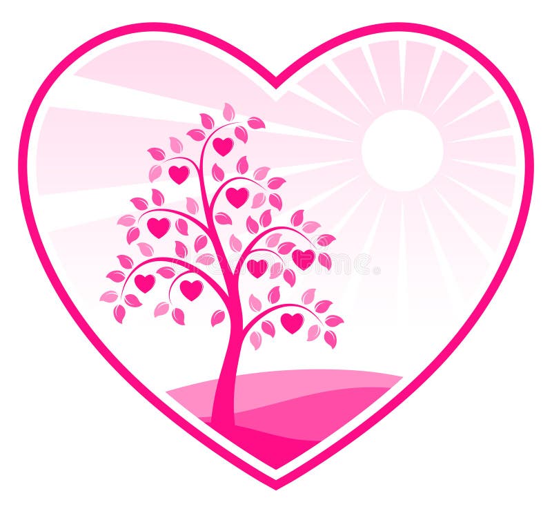 Heart Tree Growing from Heart Stock Vector - Illustration of seasonal ...