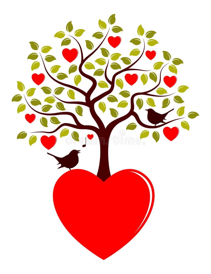 Heart Tree Growing from Heart Stock Vector - Illustration of seasonal ...