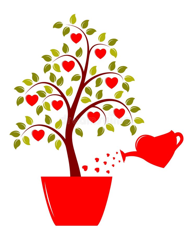 Heart Tree Growing from Heart Stock Vector - Illustration of seasonal ...
