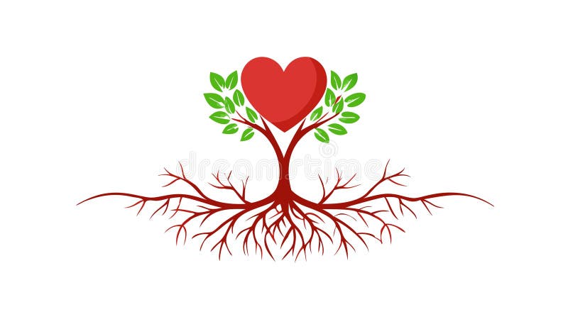 Heart Tree with Roots, Love and Connection, Vector Design Generative AI ...