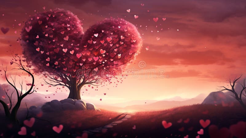 The Heart Tree with Roots in the Stone Stock Image - Image of romance ...
