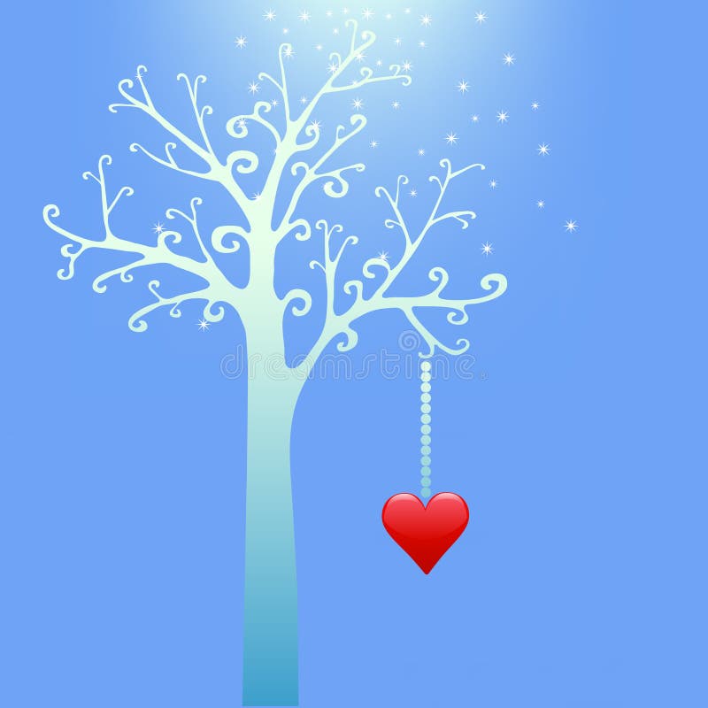 Heart on tree in snow stock vector. Illustration of love - 17836470