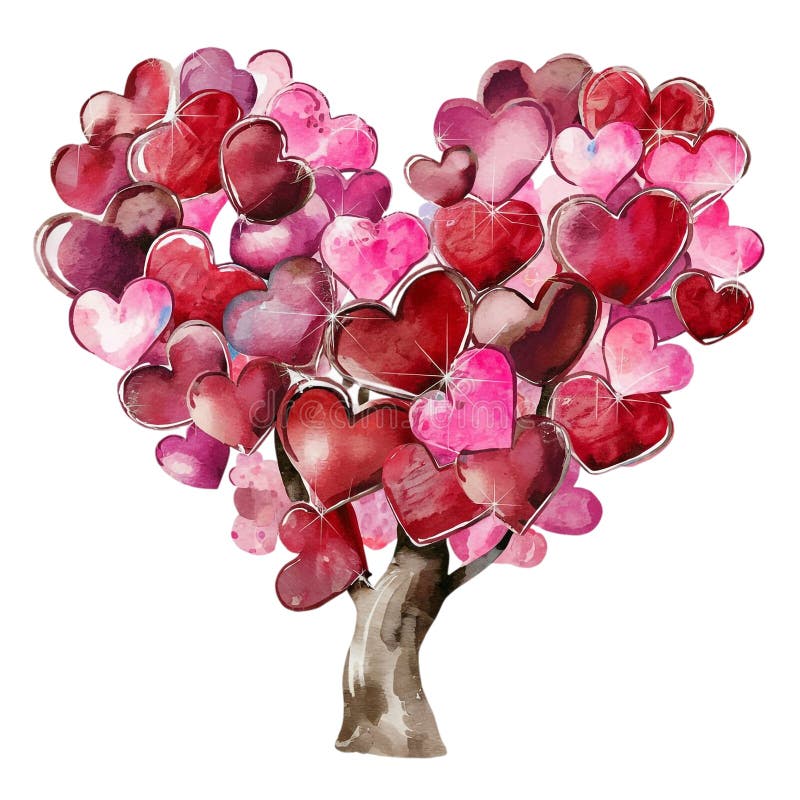 Heart Tree Valentine Heart Tree Stock Illustration - Illustration of ...