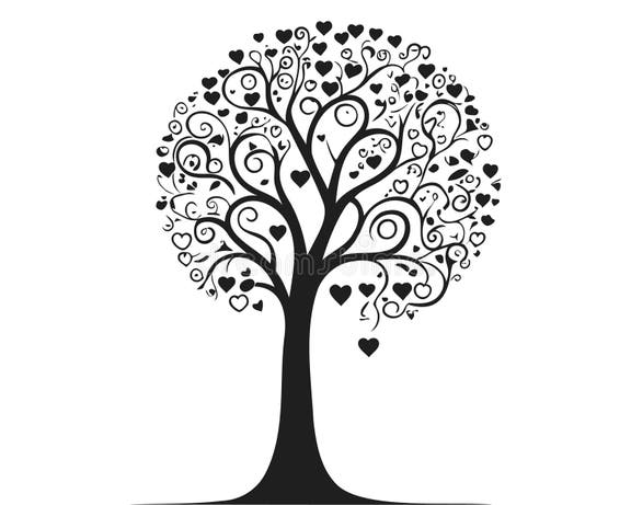 Line Drawing Trees Heart Leaves Stock Illustrations – 104 Line Drawing ...