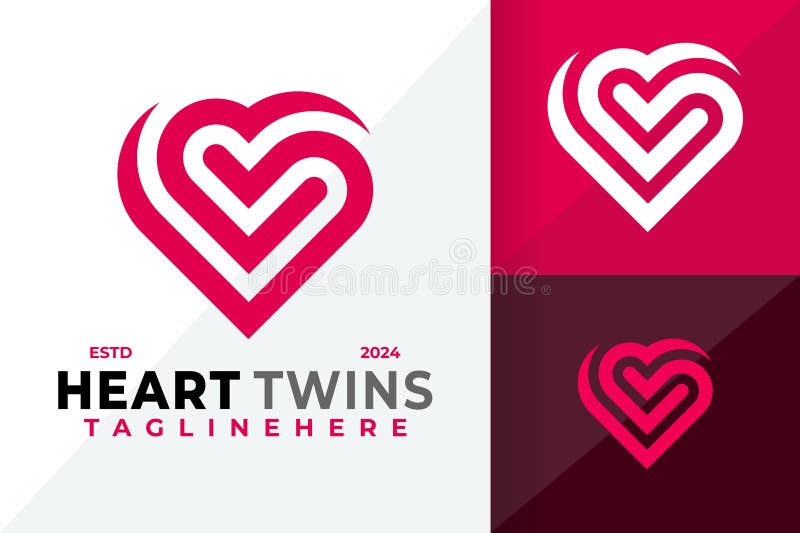 Heart Twins Symbol Logo Icon Vector Design Illustration Stock Vector ...