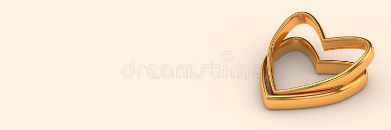 Heart with Two Connected Gold Wedding Rings with Blank Background Stock ...