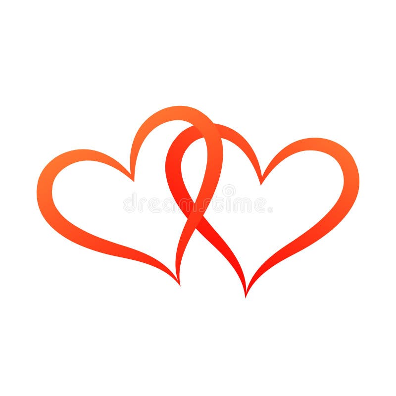 Heart Two Love Sign. Icon on White Background. Stock Vector ...