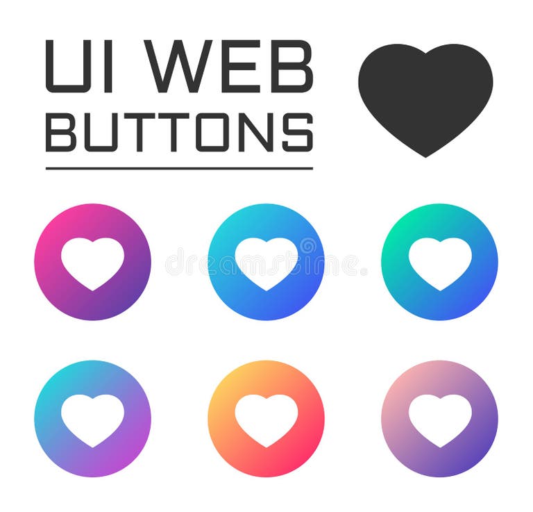 Heart Ui Web Button. Vector Icons Stock Vector - Illustration of icon ...