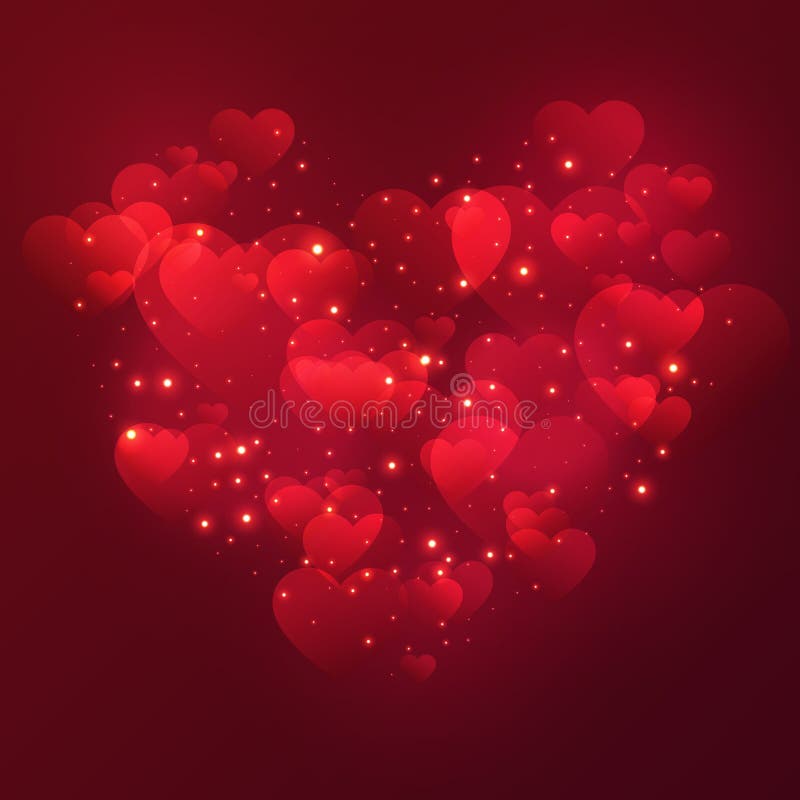 Heart Valentine`s Day Background with Shiny Hearts and Stars Stock ... Heart Valentine`s Day Background with Shiny Hearts and Stars Stock ...