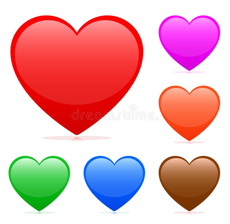 Heart Various Colors Icons Set Stock Vector - Illustration of cartoon ...