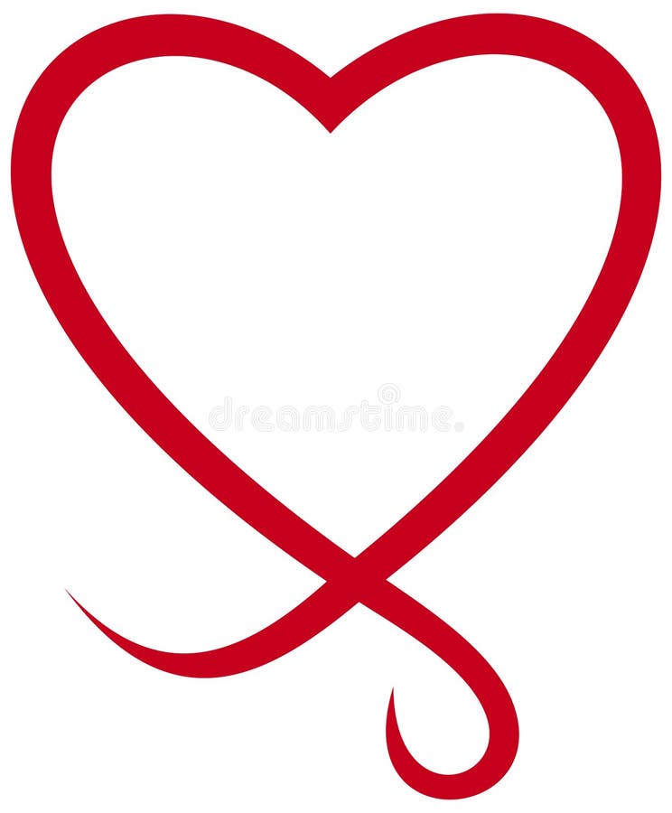 Heart Vector Curly Frame in Red. White Isolated Background. Stock ...