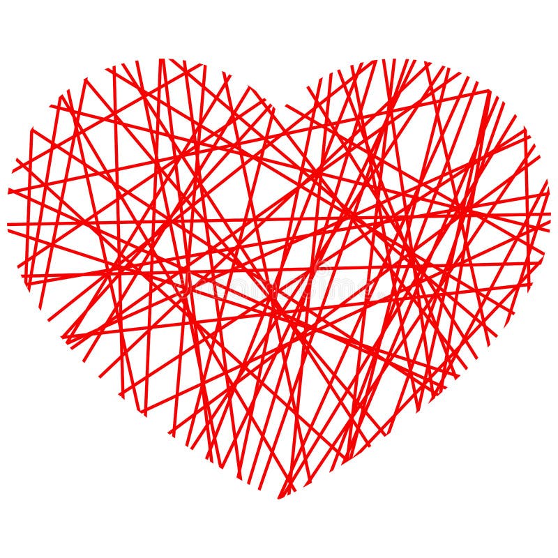 Heart Vector Icon Isolated on White Background. Red String Heart Logo ...